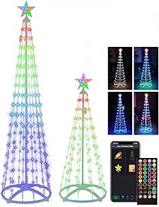 Amazon.com: 2 Pack Smart Christmas Cone Tree LED Lights, DIY Lightshow ...