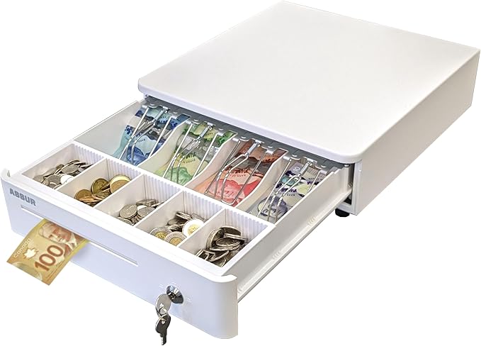 ASSUR Cash Drawer White Cash Register Drawer 13” -Stainless Steel with ...