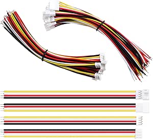 Lyeteung 15 Paires JST 2.0 PH 4 Pin Connecteur, JST PH 2.0 mm 4 Broches Connecteur Mâle et ...