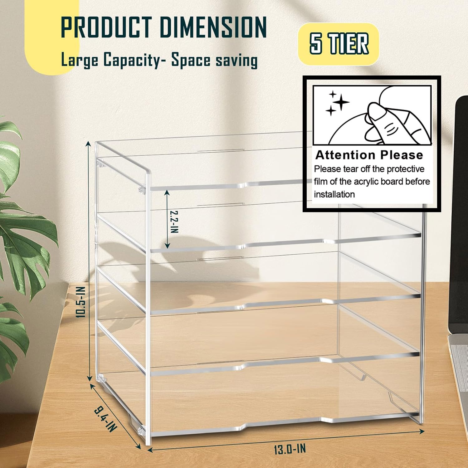 Snapklik.com : KKU 5 Tier Clear Acrylic Desk Organizer