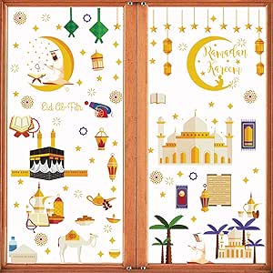 Amazon.de: Ramadan Fensteraufkleber, 196 Stück Fensterbild Eid Mubarak, Ramadan Eid Mubarak ...