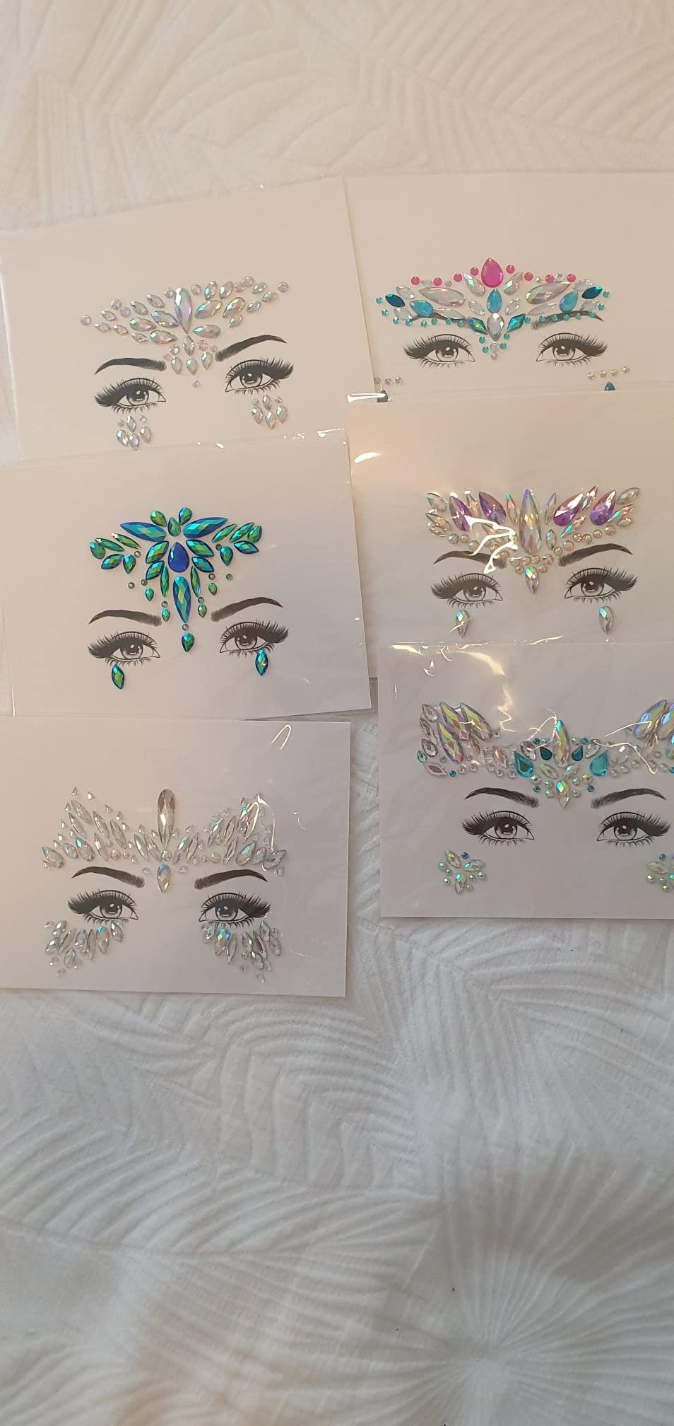 Women Face Stickers Jewels,6 Pcs Face Jewels Stick On,Rave face ...
