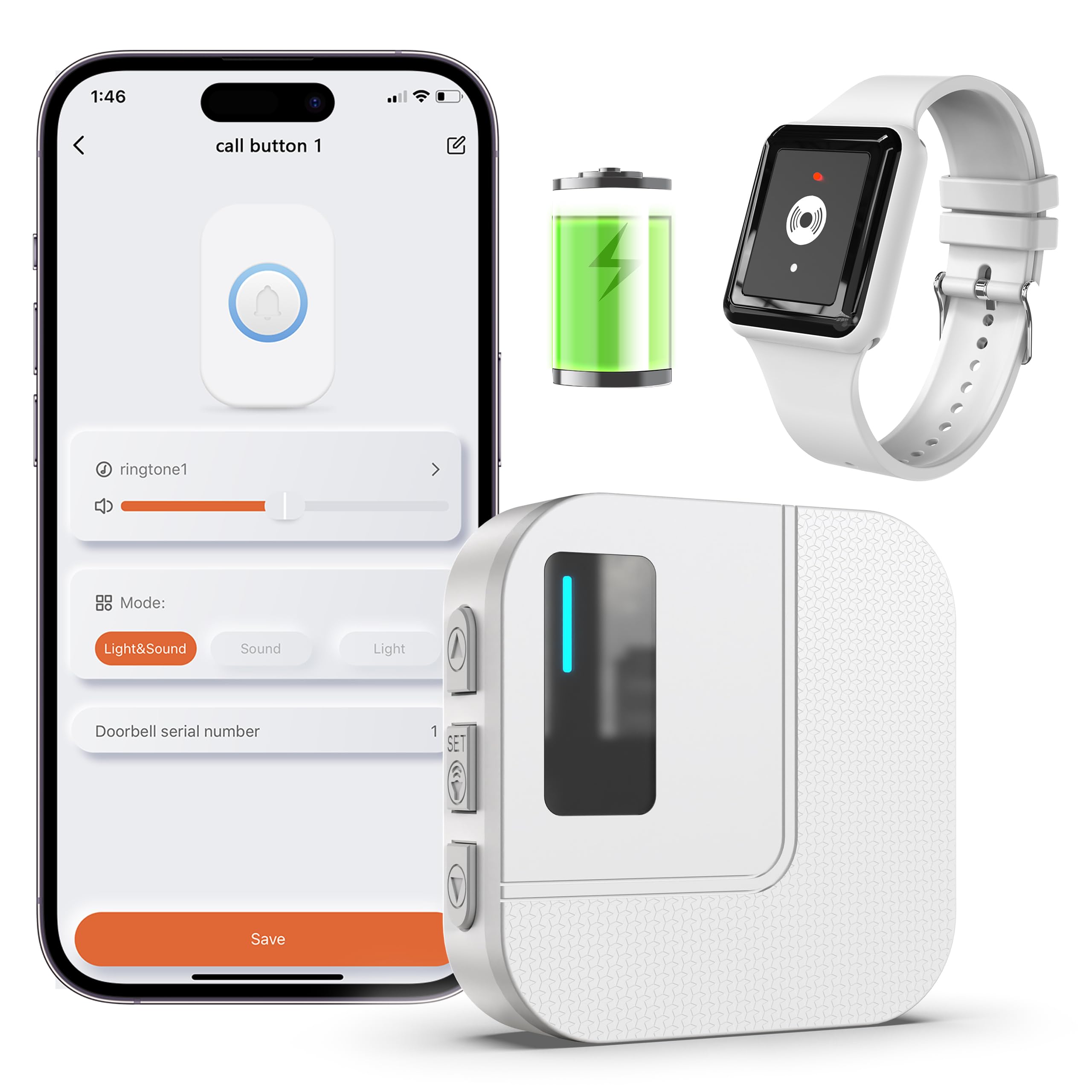 DAYTECH WiFi Smart Wrist Call Button, Wireless Panic Button Linked To ...