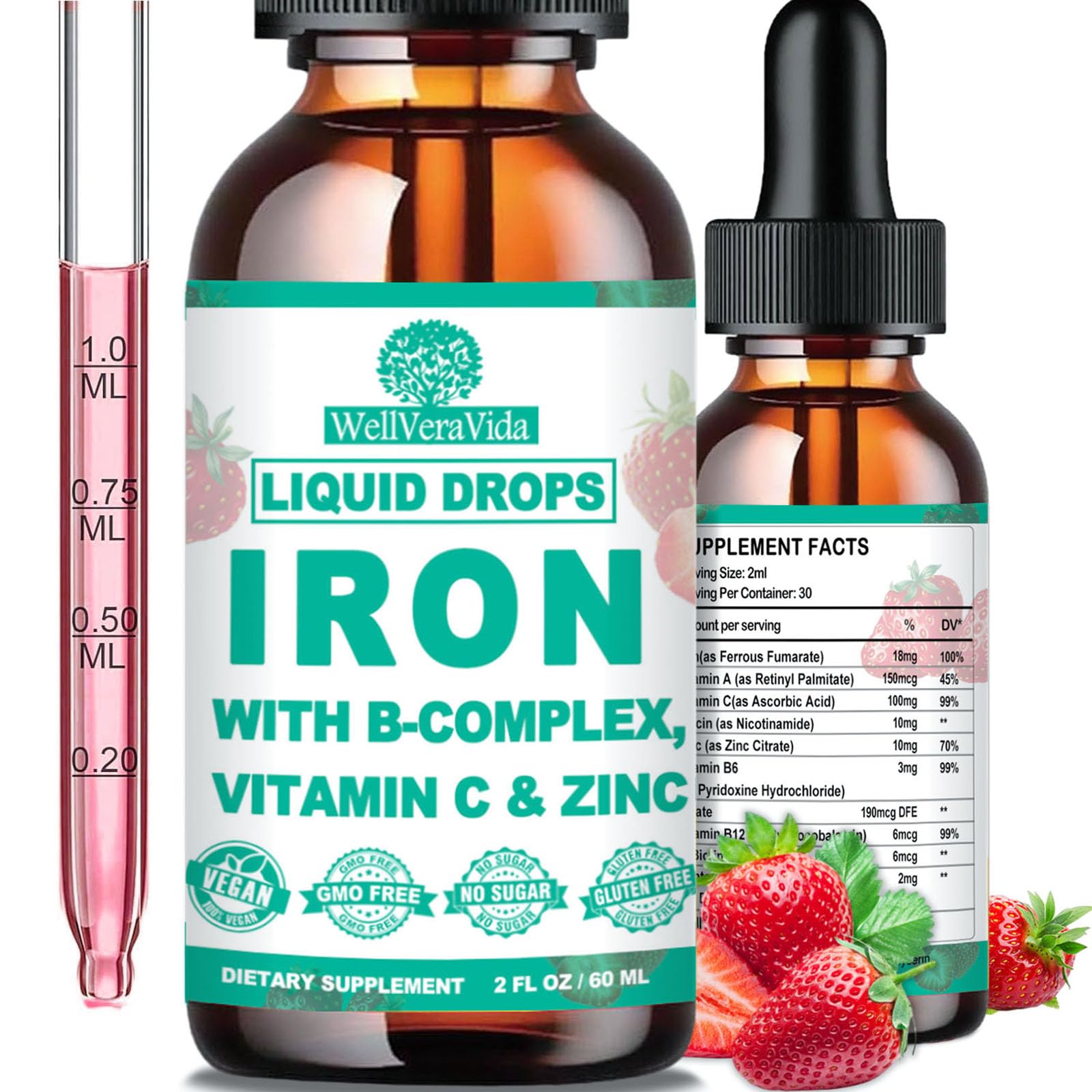 Amazon.com: Liquid Iron Supplement w/Vitamin C, B-Complex, High Potency ...