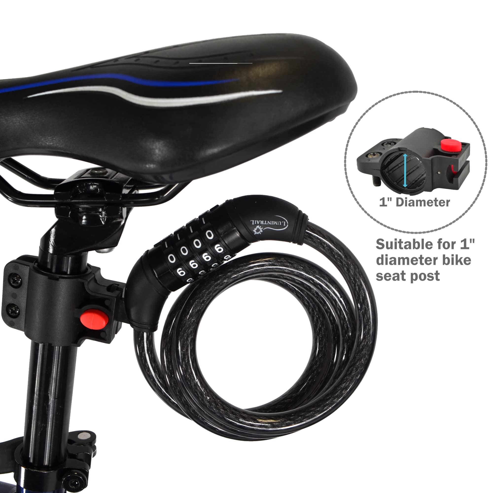 Snapklik.com : Lumintrail Combination Bike Lock Cable - 6ft Bike Locks ...