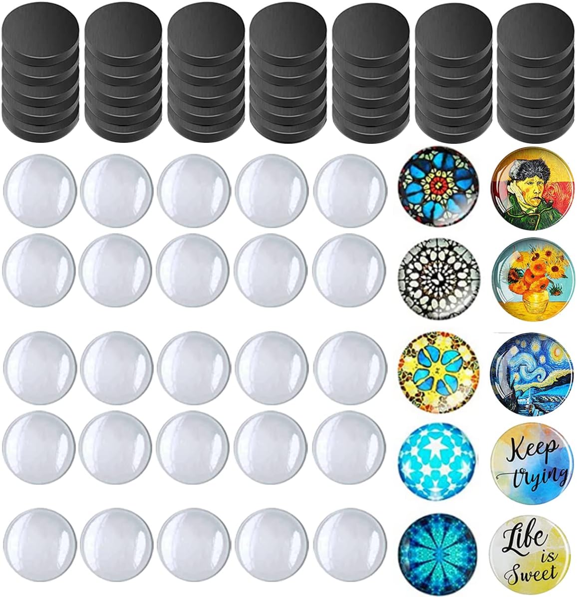 Amazon.com: 80pcs Crafts Fridge Magnets Glass with Adhesive Backing ...