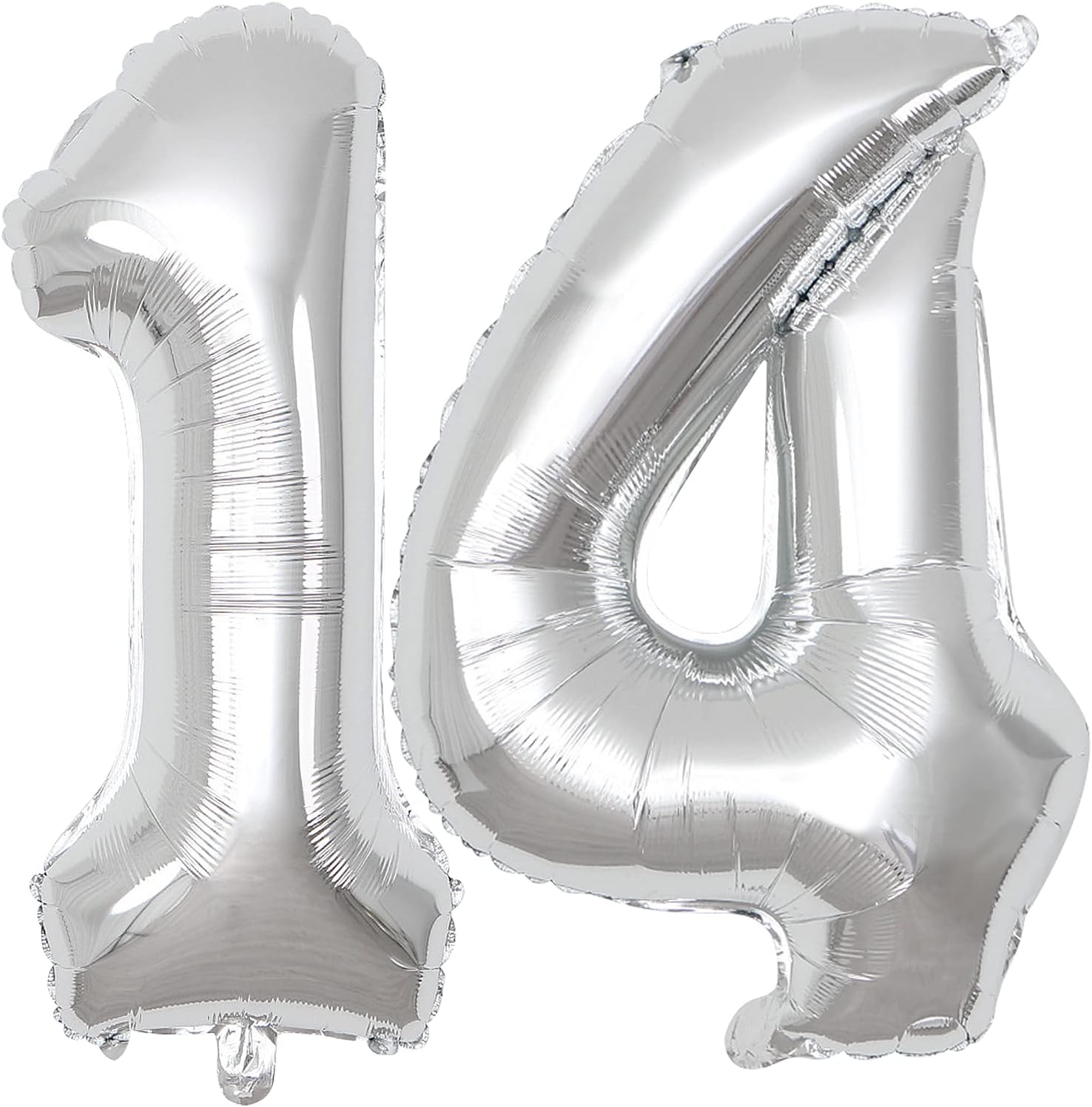 Amazon.com: 40 Inch Number Balloons 14, Silver Helium Foil Number 14 ...