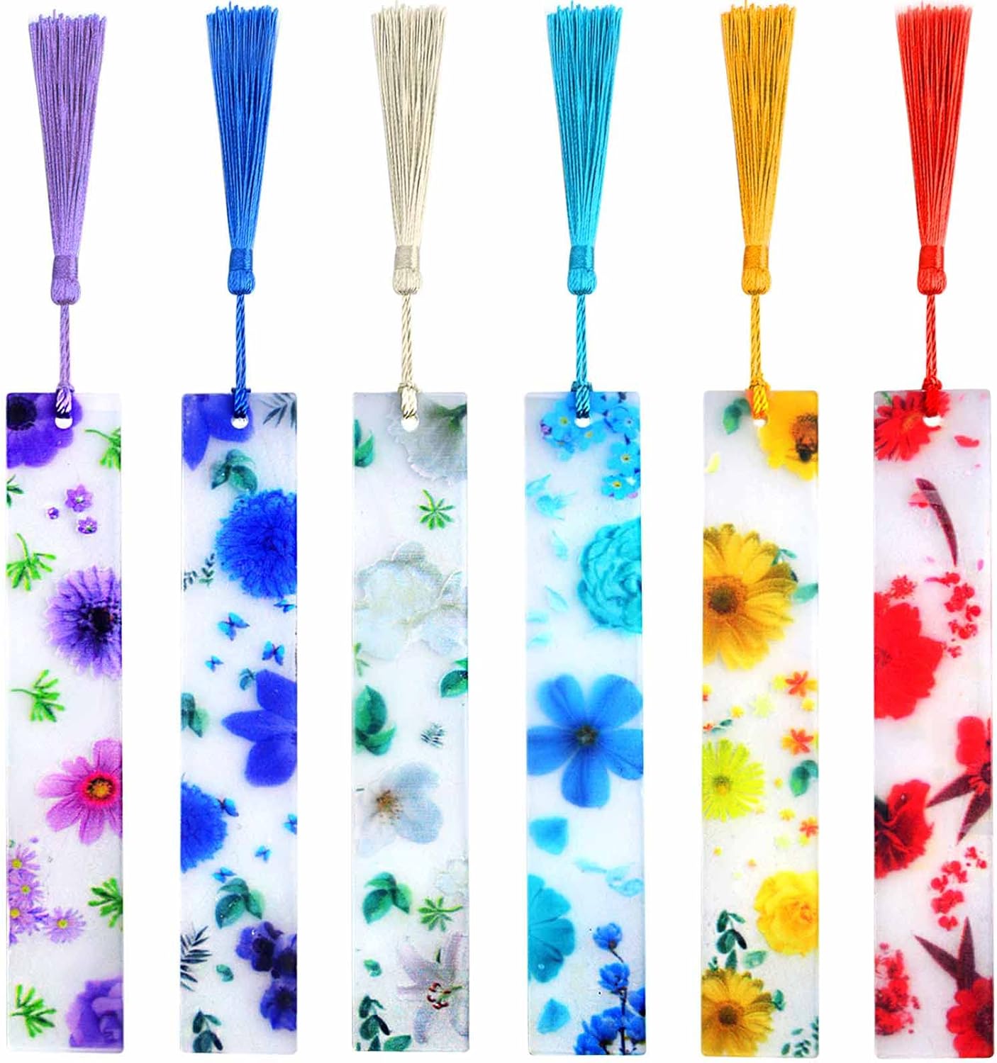 Amazon.com : 6pcs Acrylic Flower Shape Bookmarks Transparent Handmade ...