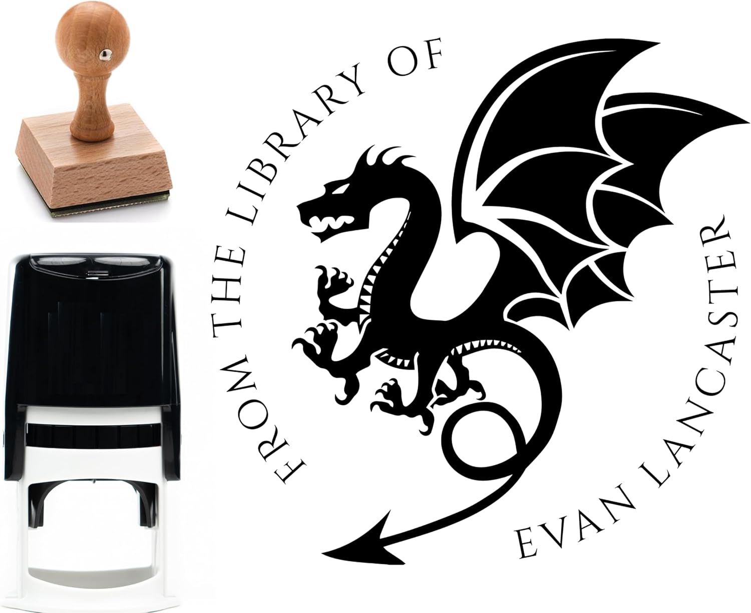 Amazon.com : Personalized Library Book Stamp with Dragon Theme - Custom ...