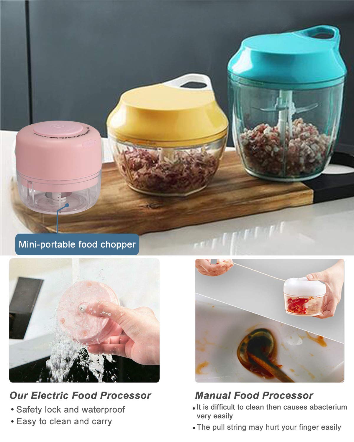Snapklik.com : Wireless Mini Electric Food Processor For Garlic chopper ...