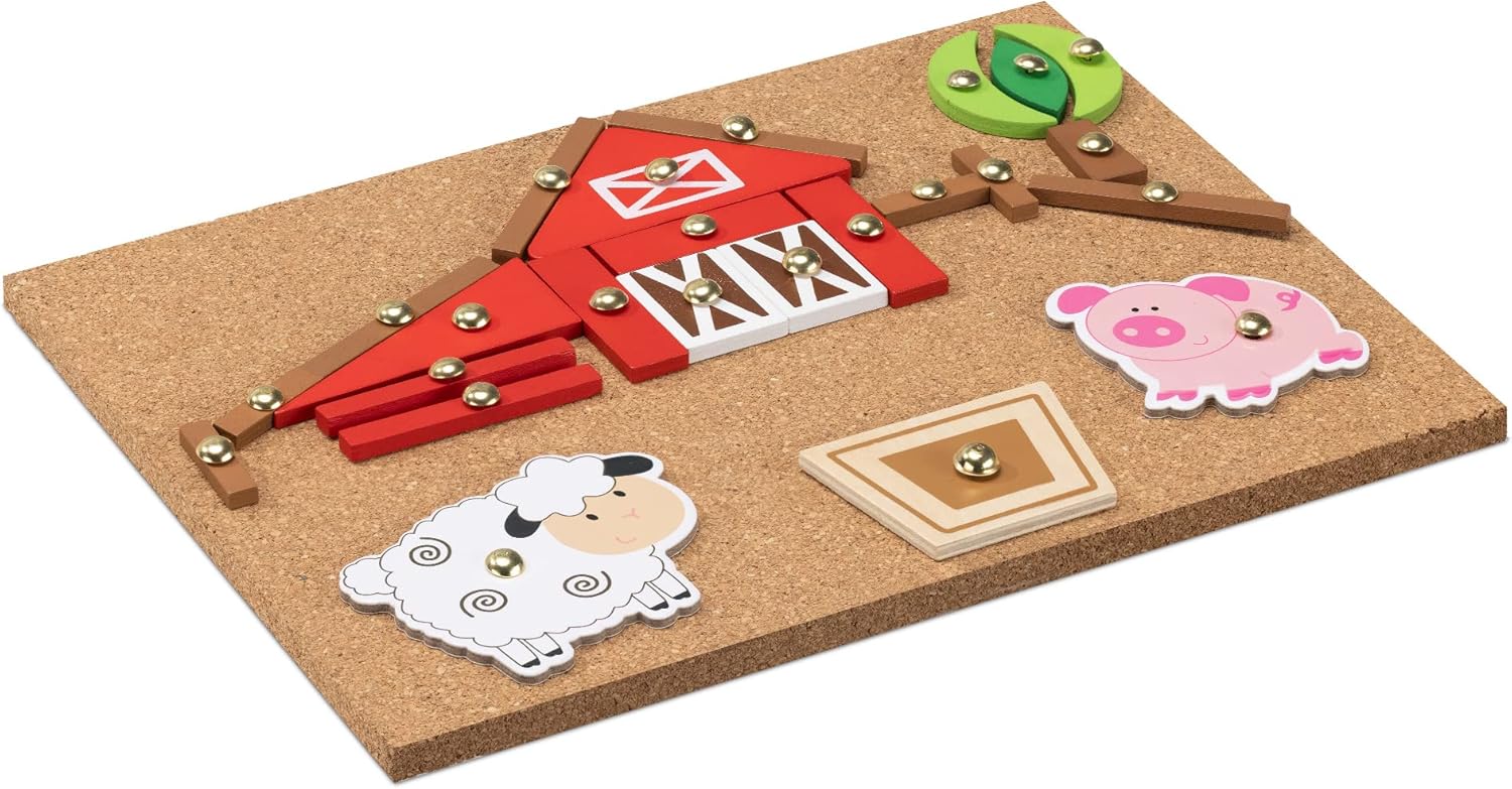 Navaris Hammer and Pins Game - Farm Shapes Hammer and Nails Cork Board ...