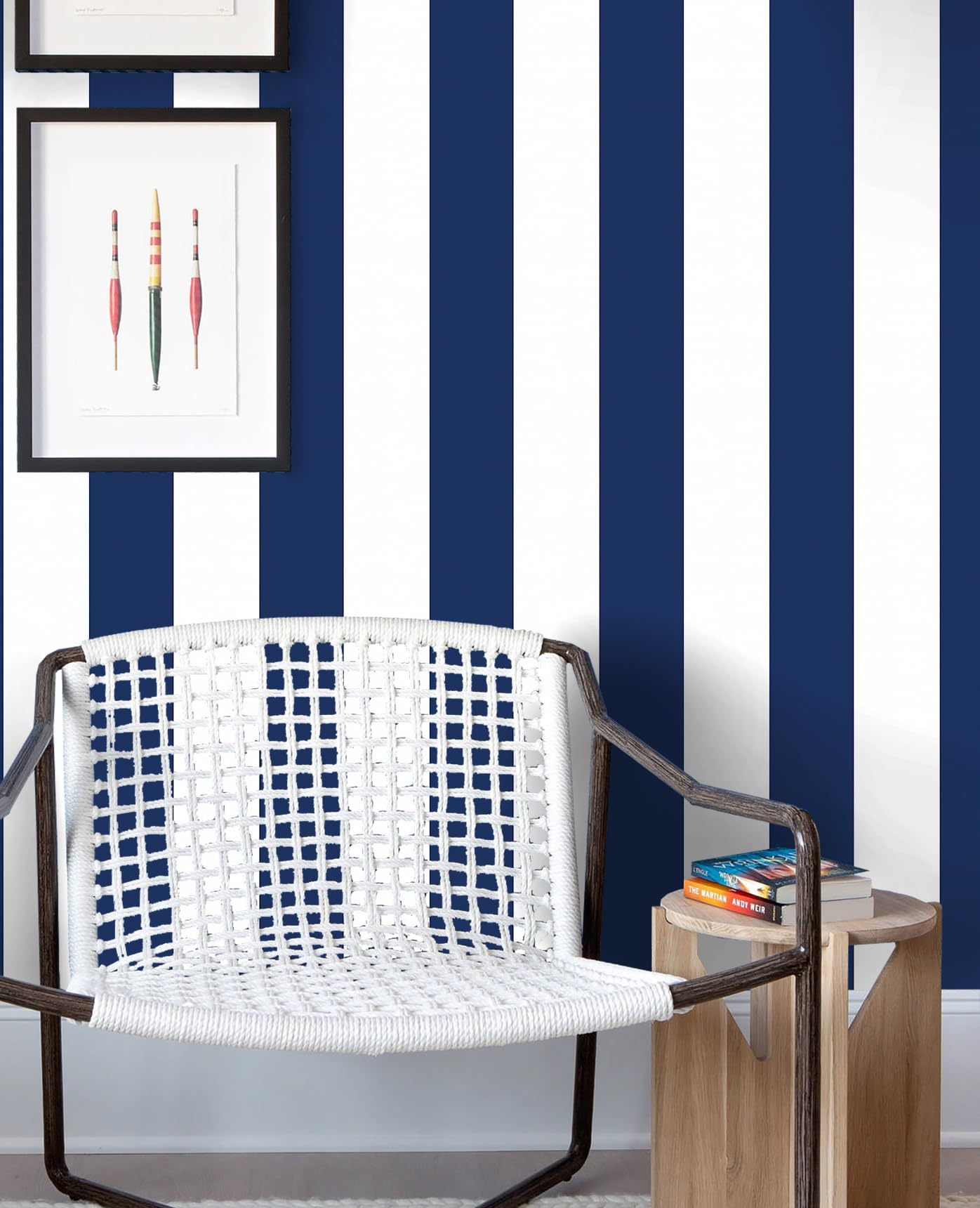 Erfoni 17.7"x118" Stripe Peel and Stick Wallpaper Blue and White ...