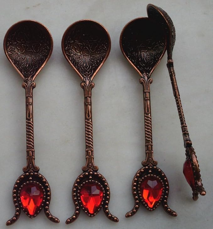 Handmade Copper Turkish Spoons Set/ 4, Tea, Coffee, Sugar Measuring ...