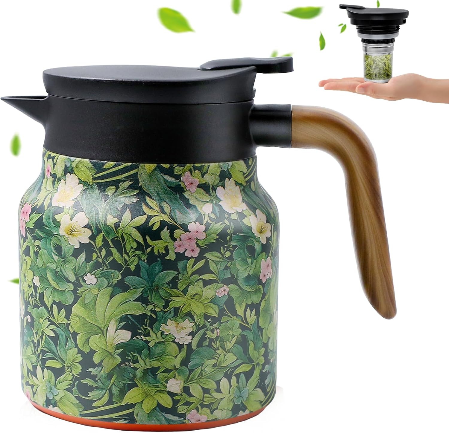 Amazon.com: Vintage Tea Thermos Floral Pattern, Stainless Steel Tea Pot ...