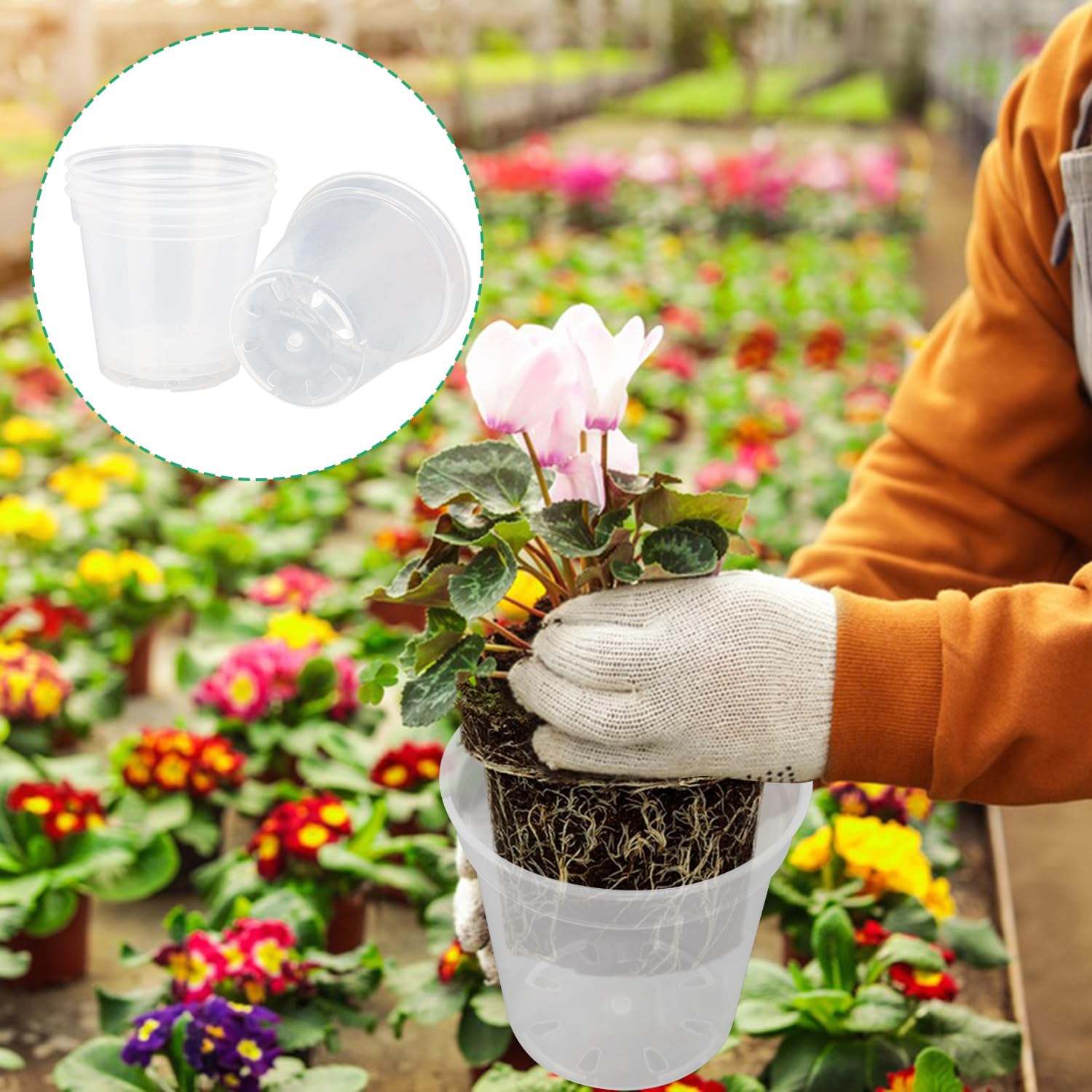 Clear Plant Pots With Drainage Pro Cal Round 7 Gallon Wide Rim Durable ...