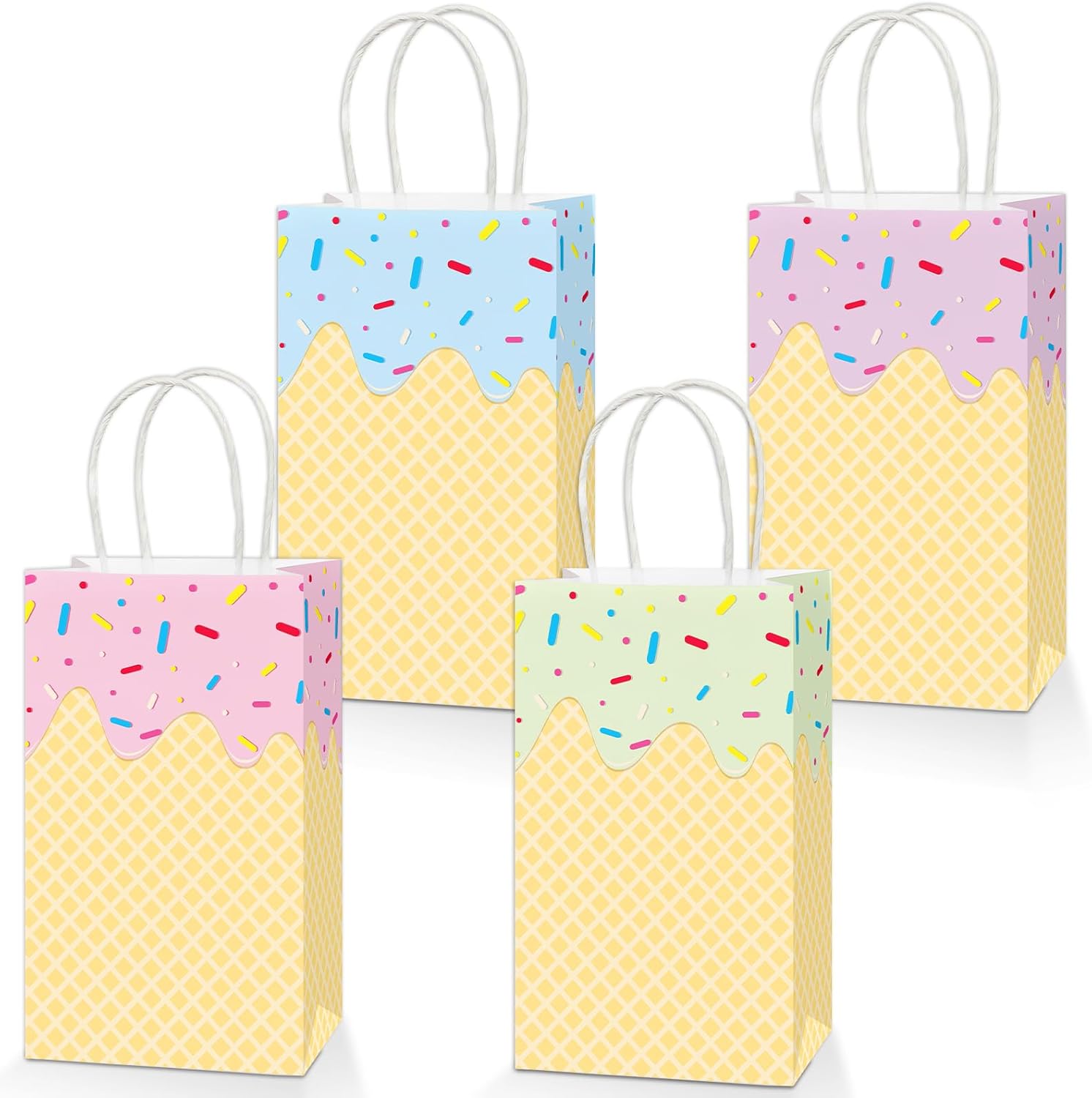 Amazon.com: 16Pcs Ice Cream Gift Bags with Handles Colorful Spring ...