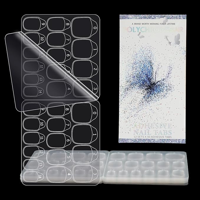 Amazon.com: Polychrome&air 12 Sheet Nail Adhesive Tabs Double Side Glue ...