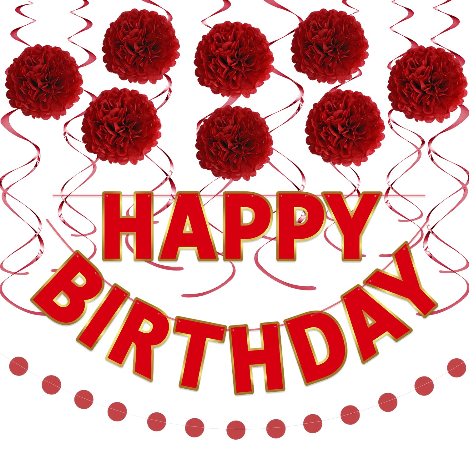 Snapklik.com : Red Birthday Decorations Red Happy Birthday Banner ...