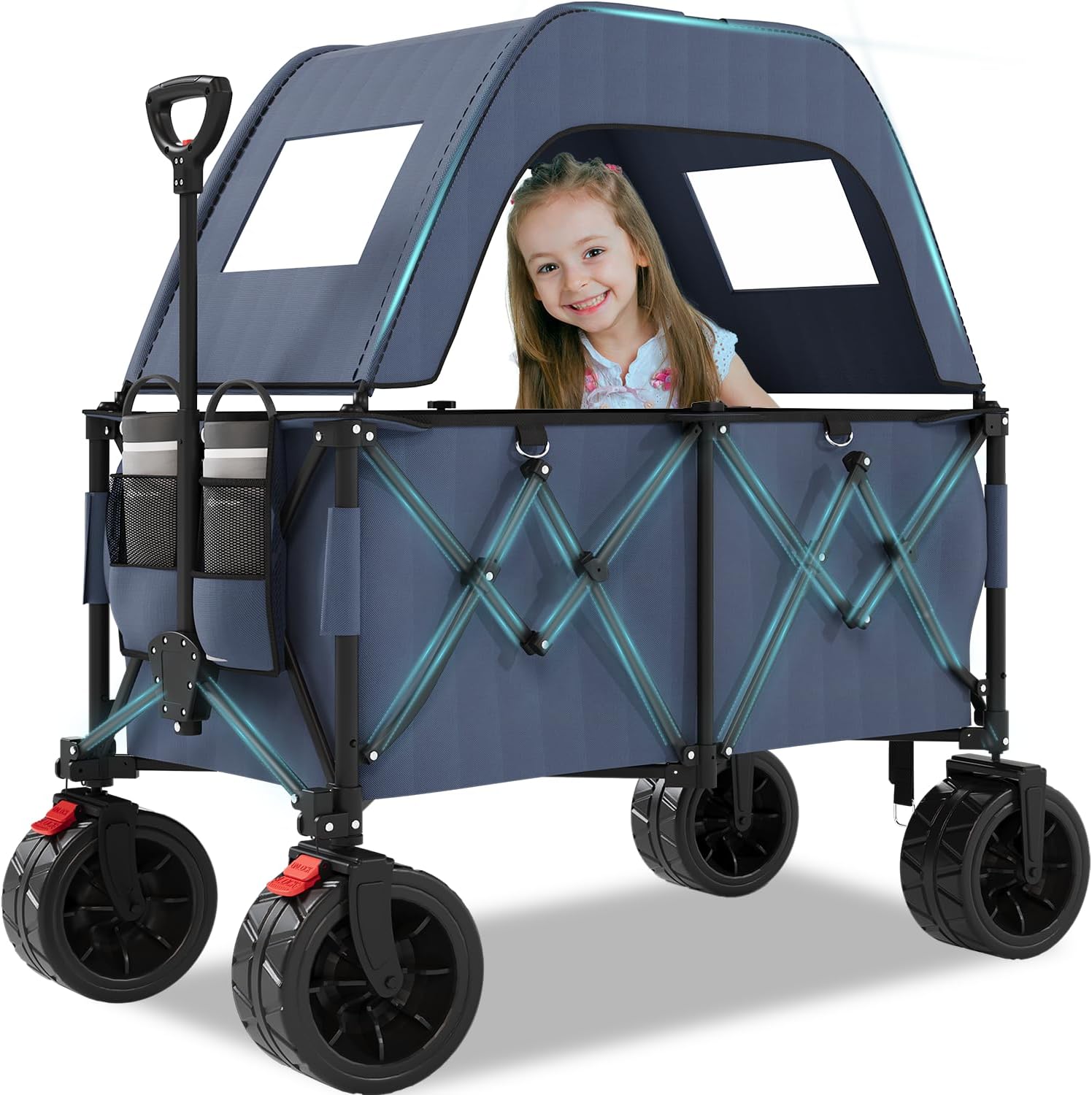 Homall 260L Folding Camping Trolley Cart Wagon for Kids to Sit in ...