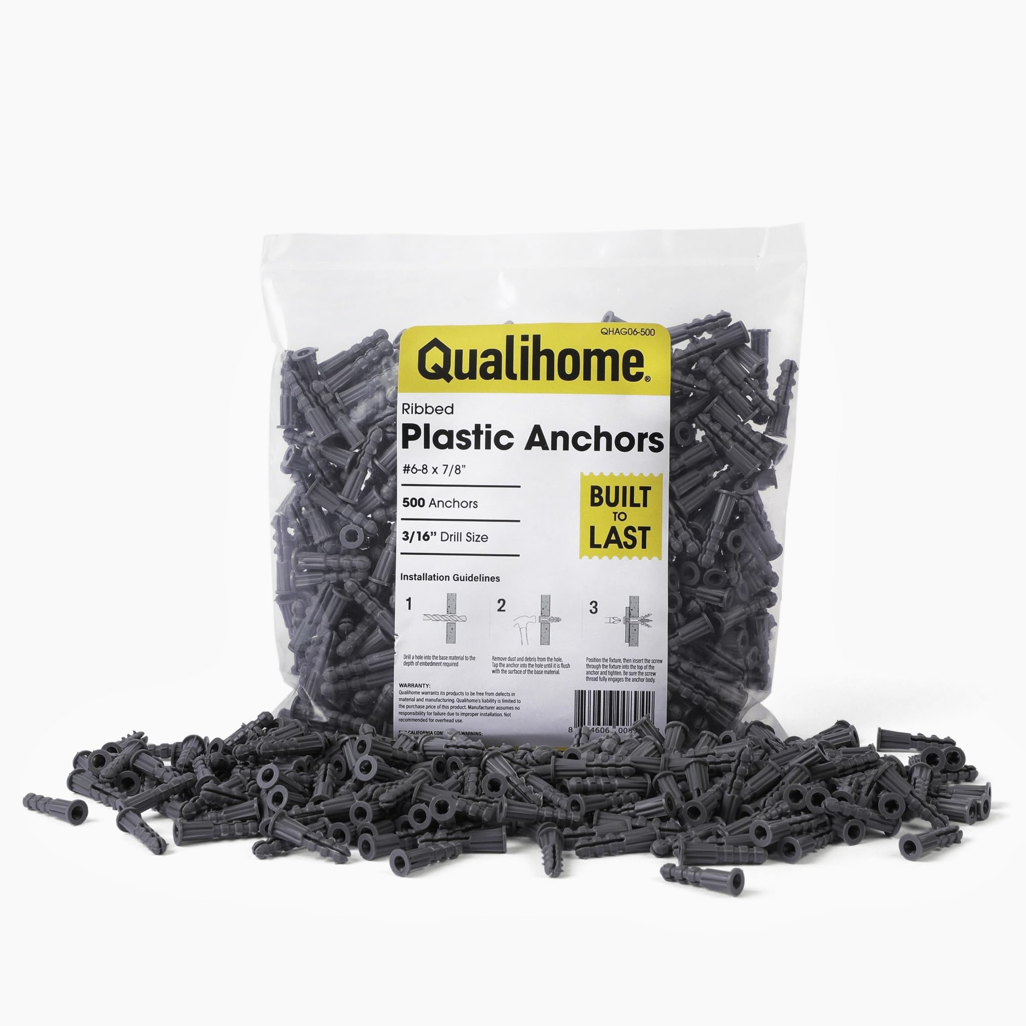 Snapklik.com : Premium Quality Ribbed Plastic Anchors, Bulk Pack