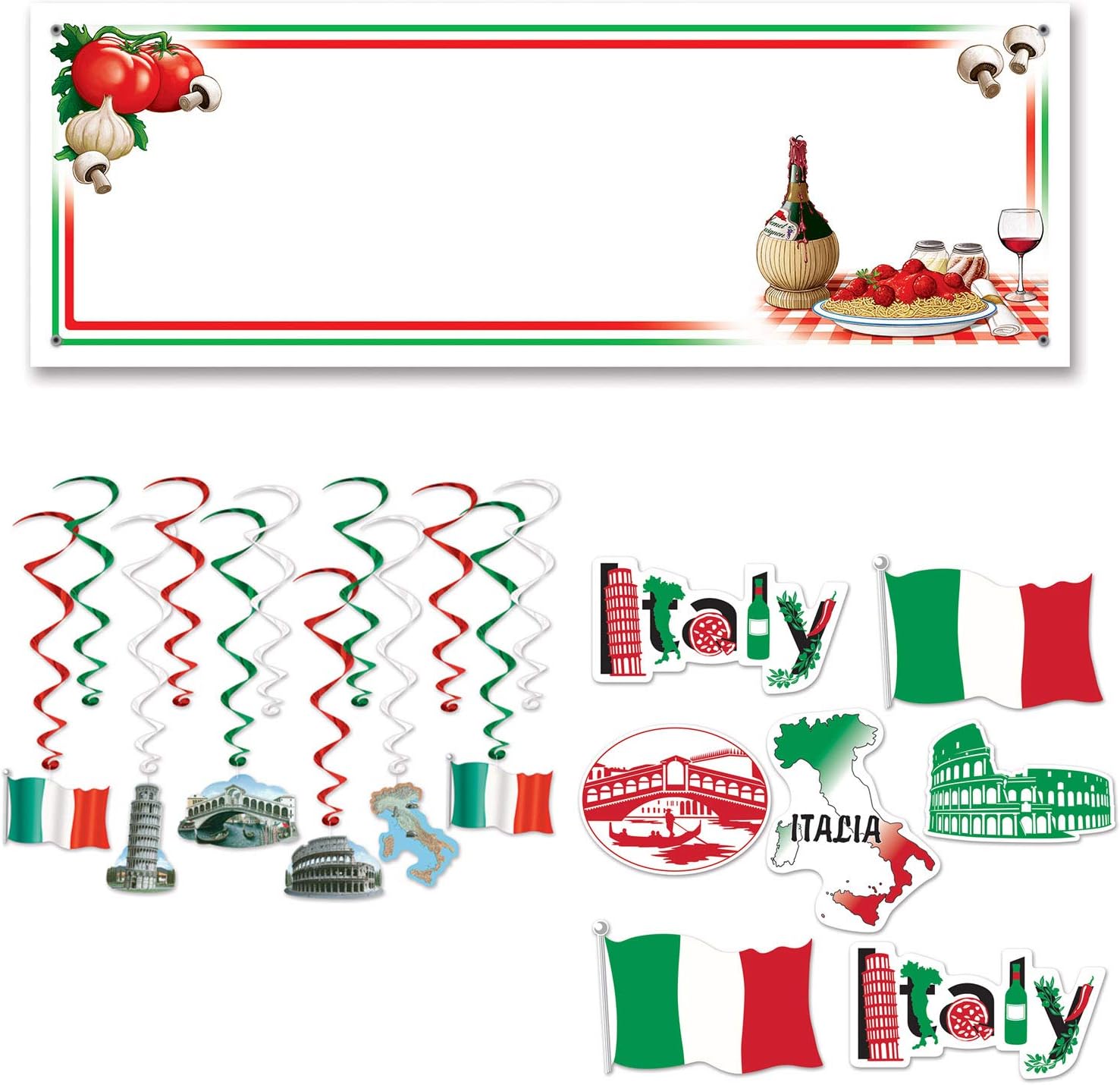 Amazon.com: Metallic Viva Italia Banner Party Accessory (1 count) (1 ...