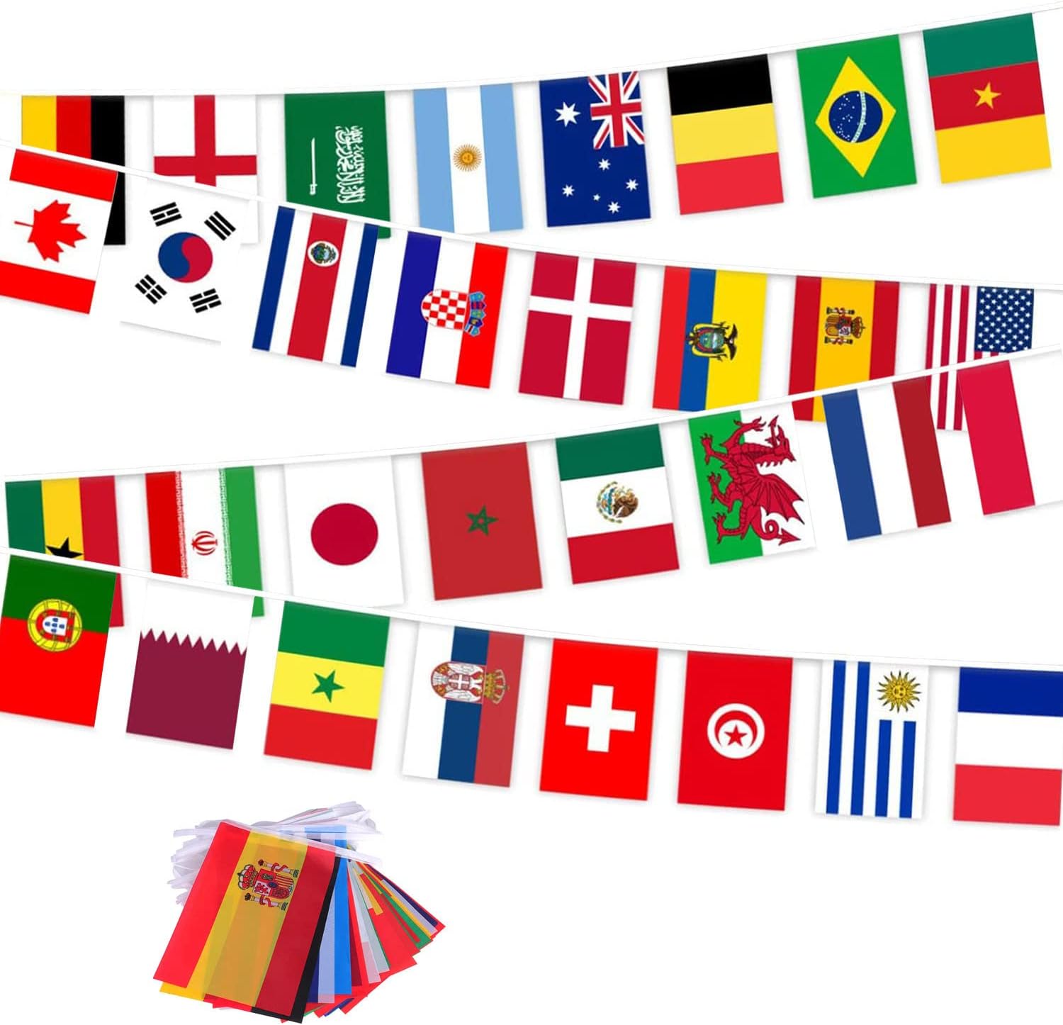 Amazon.com: World Cup Flags 2022 World Cup Bunting Banner Top32 ...