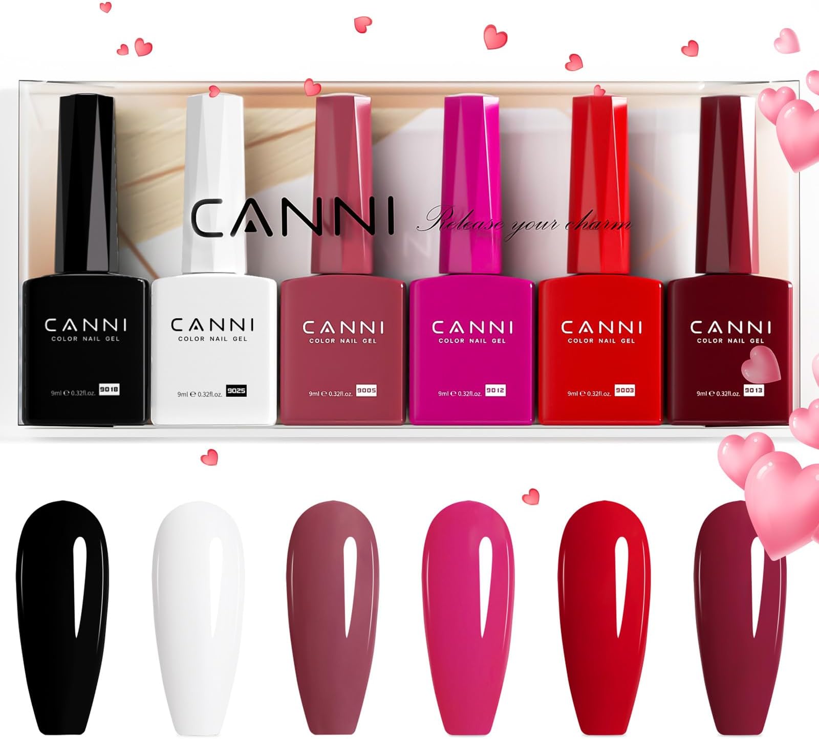 Amazon.com: CANNI 9ml Hema-Free Gel Nail Polish Set- 6Pcs White Black ...
