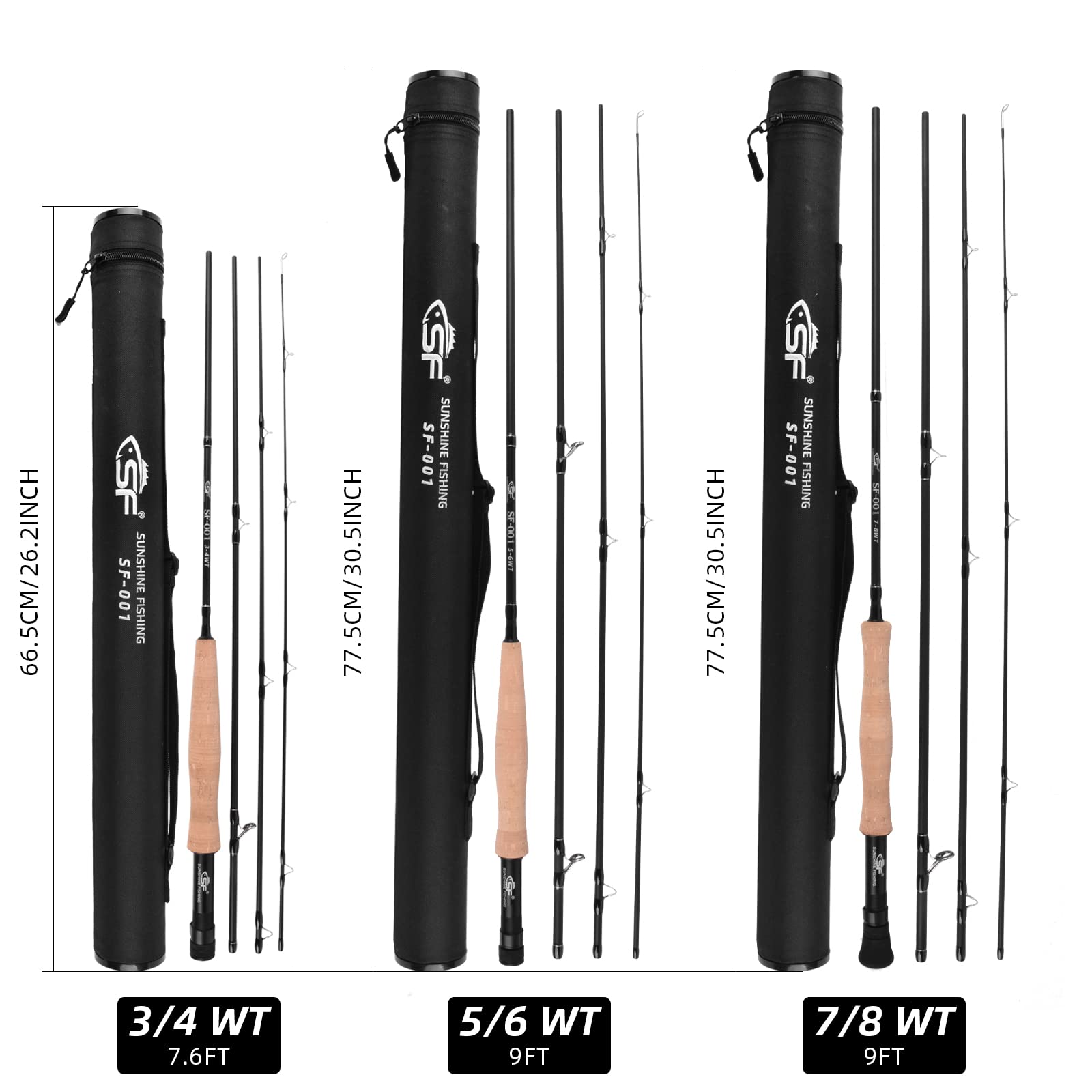 Snapklik.com : Fly Fishing Rod 4 Piece 5 Or 6 Weight 9FT Matt Black Fly ...