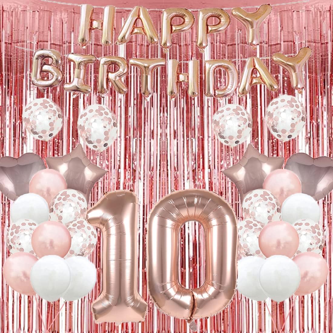 Amazon.com: GLZLMM 10th Birthday Balloon 10th Birthday Decorations Rose ...