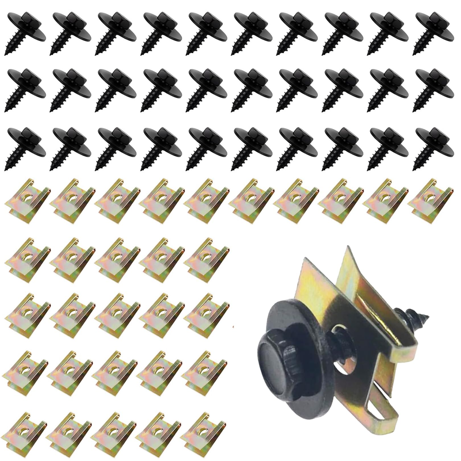 60 Pcs Screw and Nut Clip Kit, Fixed Auto Car Body Fender Screws, Car ...