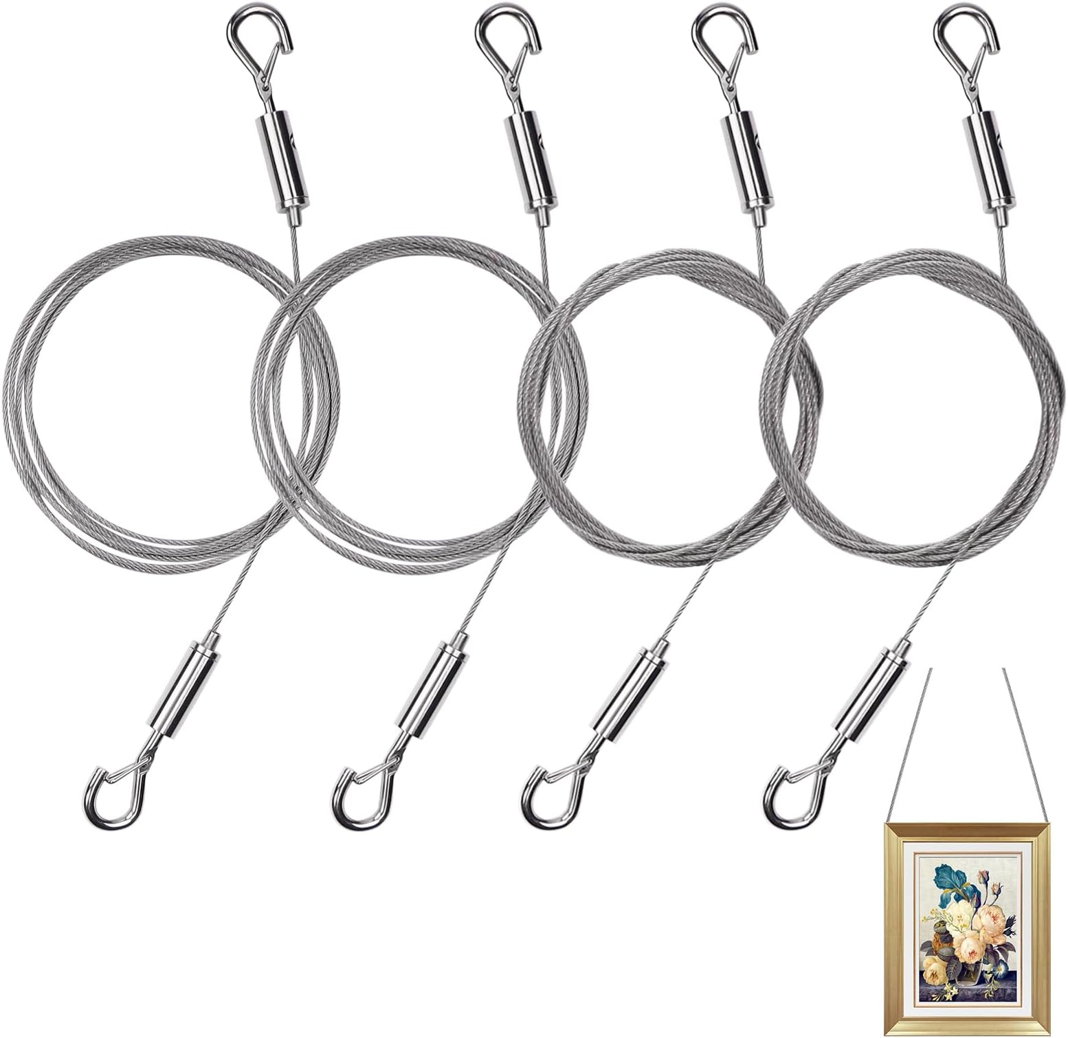 SIDENUO 2PCS Adjustable Suspension Cable kit,Picture Hanging Wire Kit ...