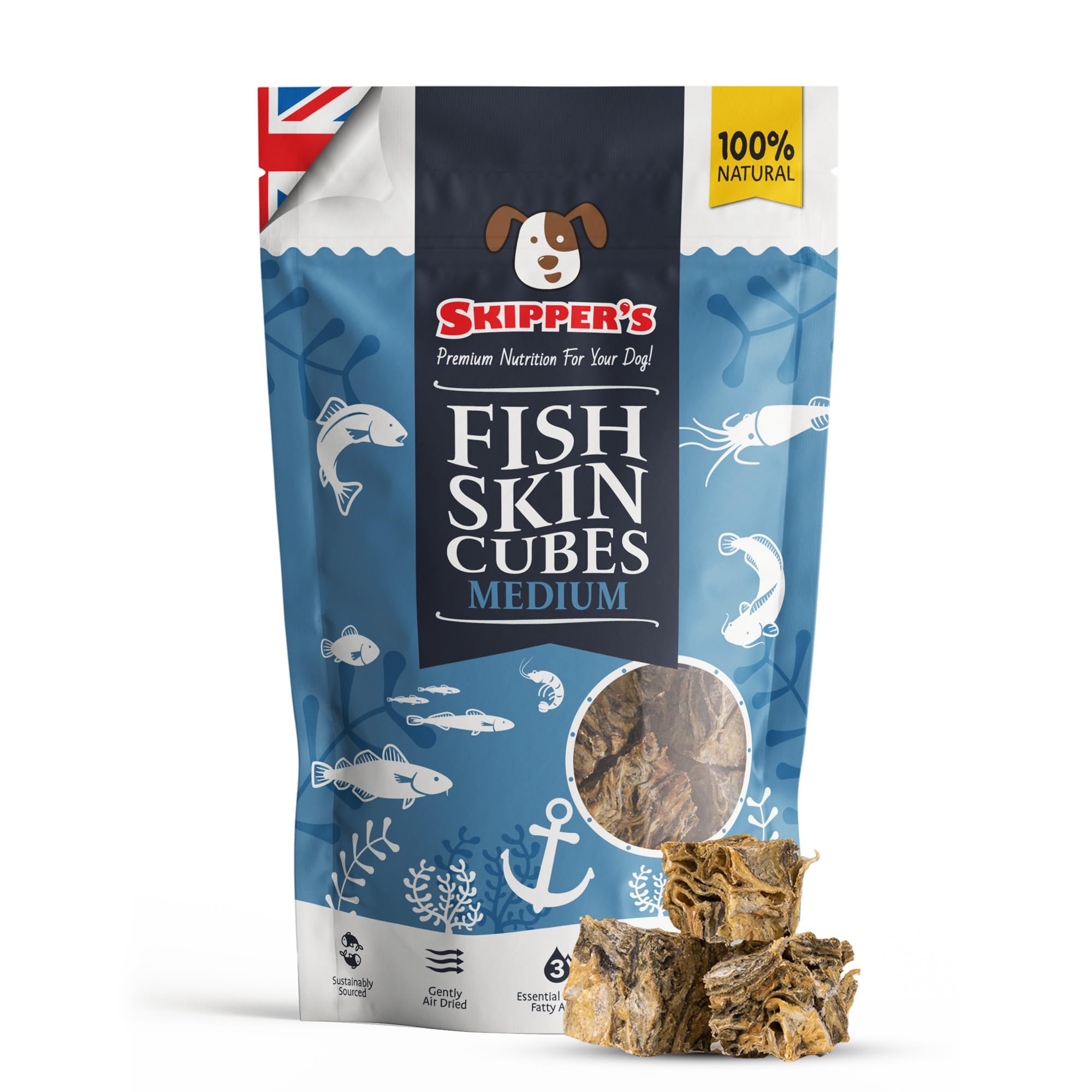 SKIPPER'S Dried Fish For Dog - Fish Skin Jerky Cubes - Gently Air Dried ...