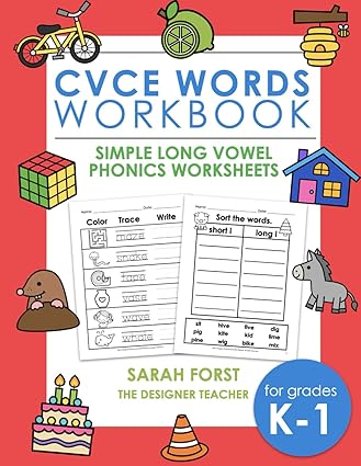 Amazon.com: CVCe Words Workbook: Simple Long Vowel Phonics Worksheets, Phonics Educational ...