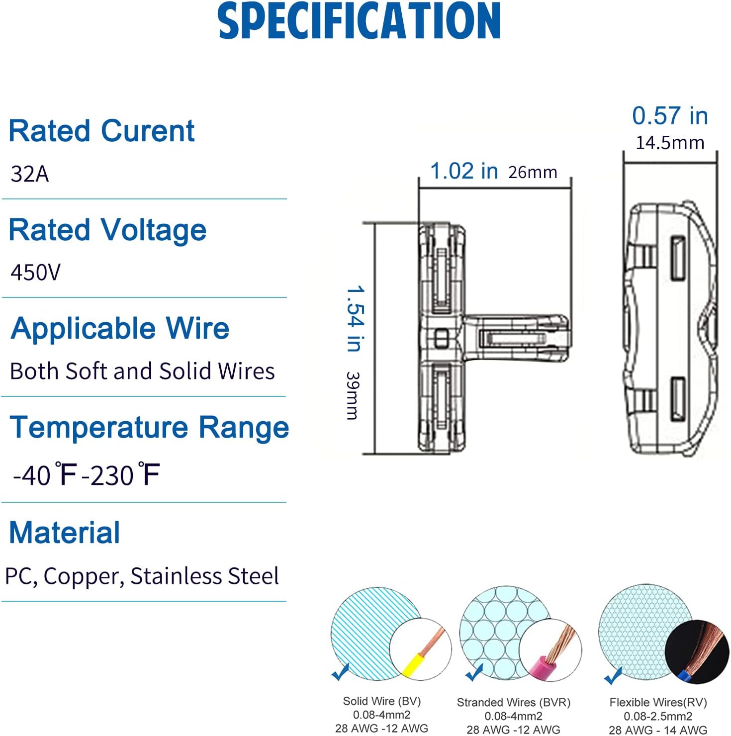 Buy Brightfour T Tap Connectors for AWG 28-12, Lever Wire Connectors 20 ...