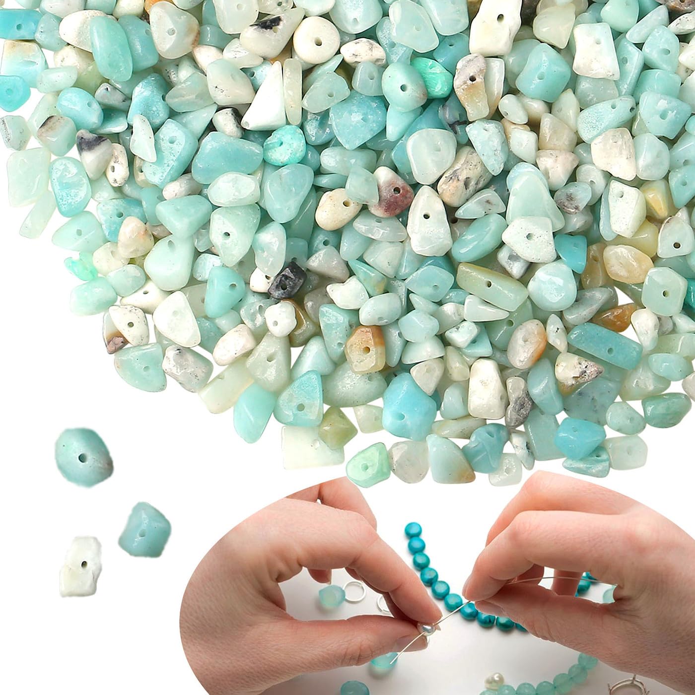 Amazon.com: XIANNVXI Amazonite Beads Blue Beads Natural Chip Stone ...