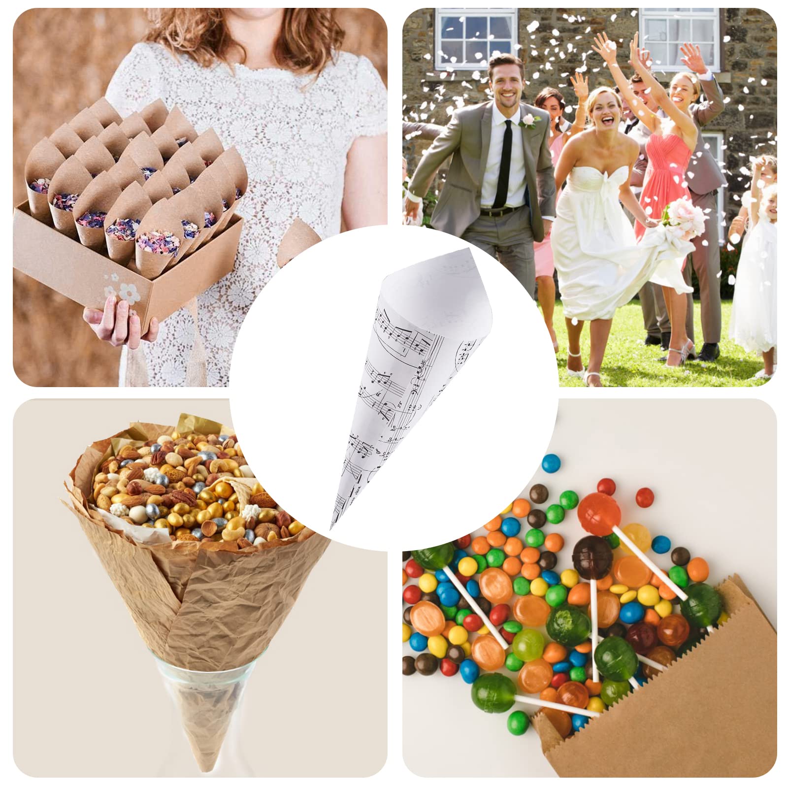 Coni Per Confetti Confezioni Petali Fiori Coni Di Carta Kraft Per ...