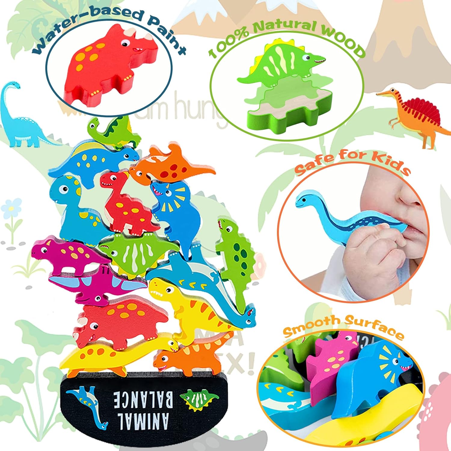 Acehome NEW Dinosaur Balance Stacking Blocks -Educational Toy that ...