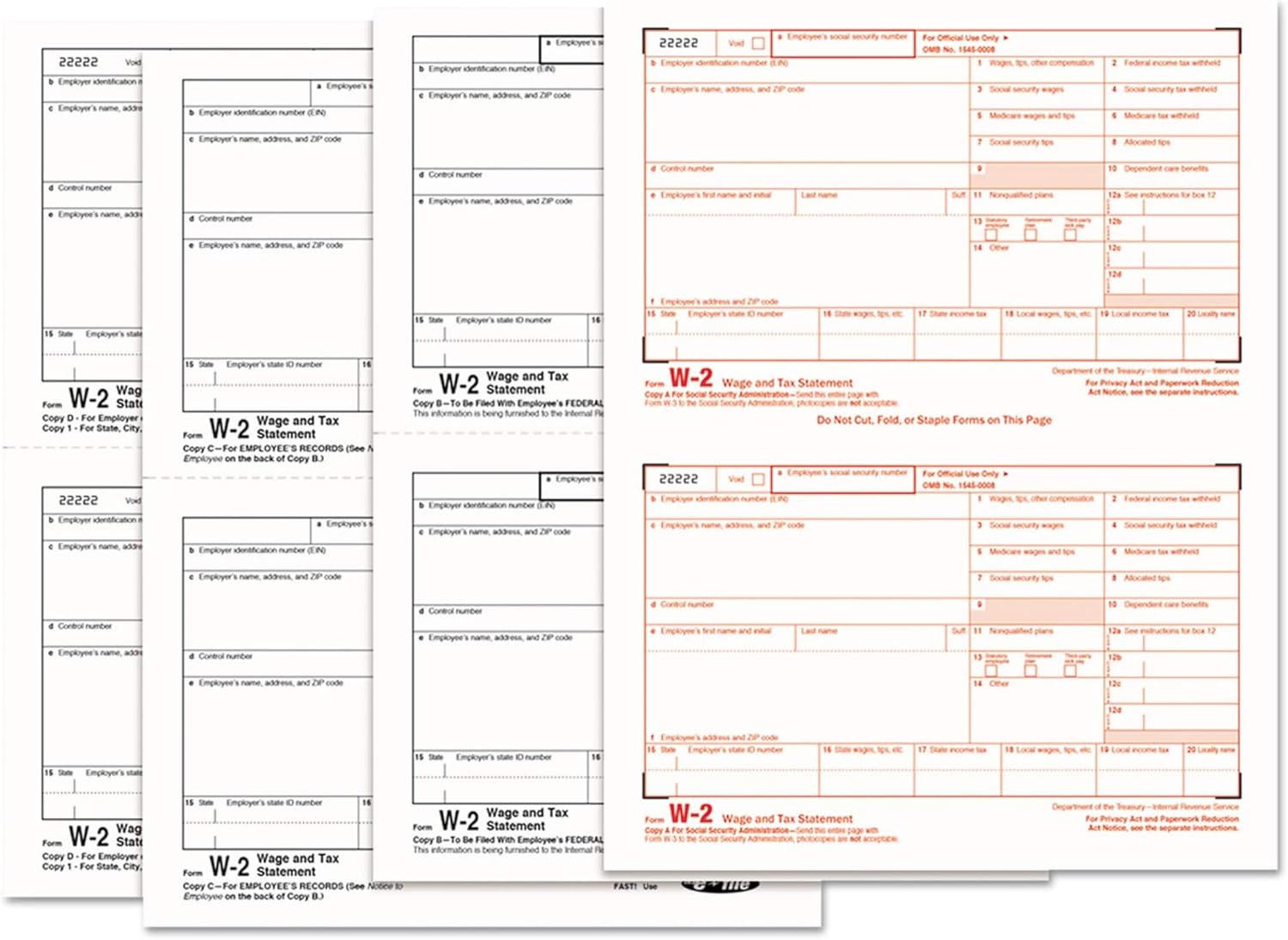 w-2 Tax Form, four-part Carbonless, 50 forme – venduto come 1 pezzi ...
