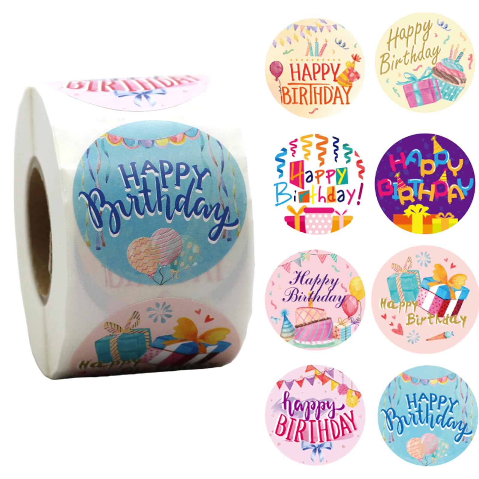 Amazon.com: 500pcs Happy Birthday Roll Stickers Birthday Balloon Roll Decals Stickers Fun Happy ...
