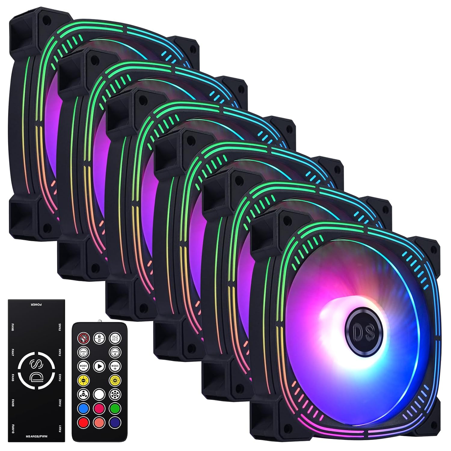 Amazon.com: DS leddess Rainbow LED RGB Fans with Controller for PC Case ...