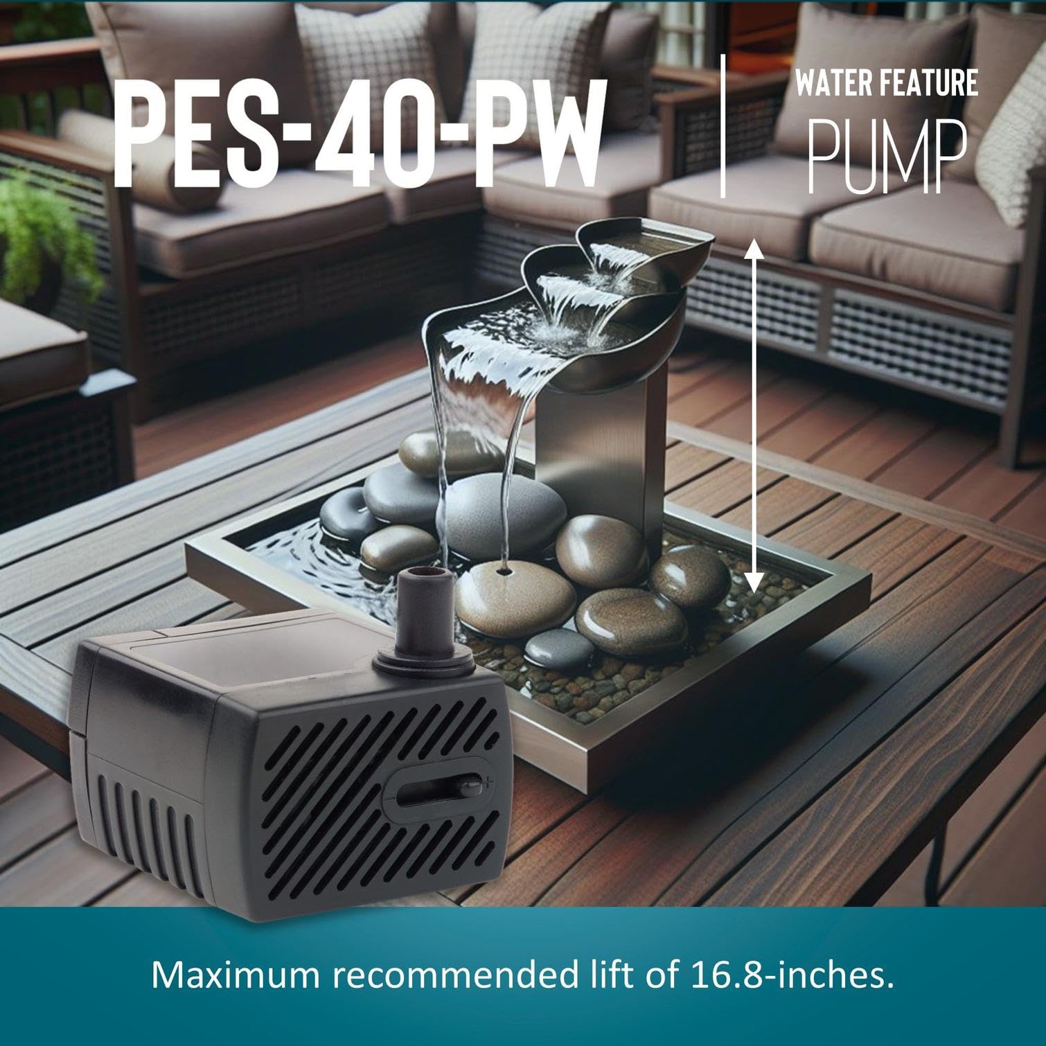Tabletop Fountain Pump 45 GPH Little Giant PES-40-PW Fountain Pump - 45 ...