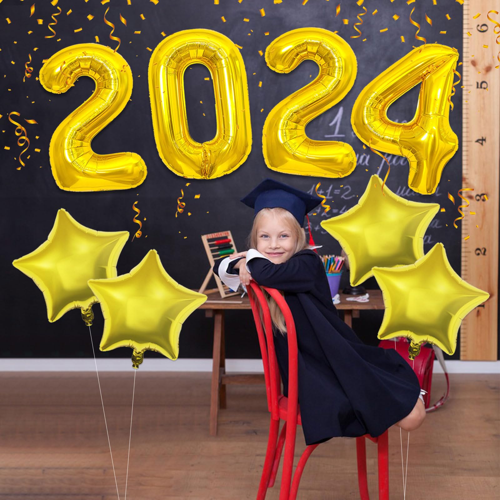 Snapklik.com : 8 Pcs 2024 Balloons Graduation Class Of 2024 Gold Number ...