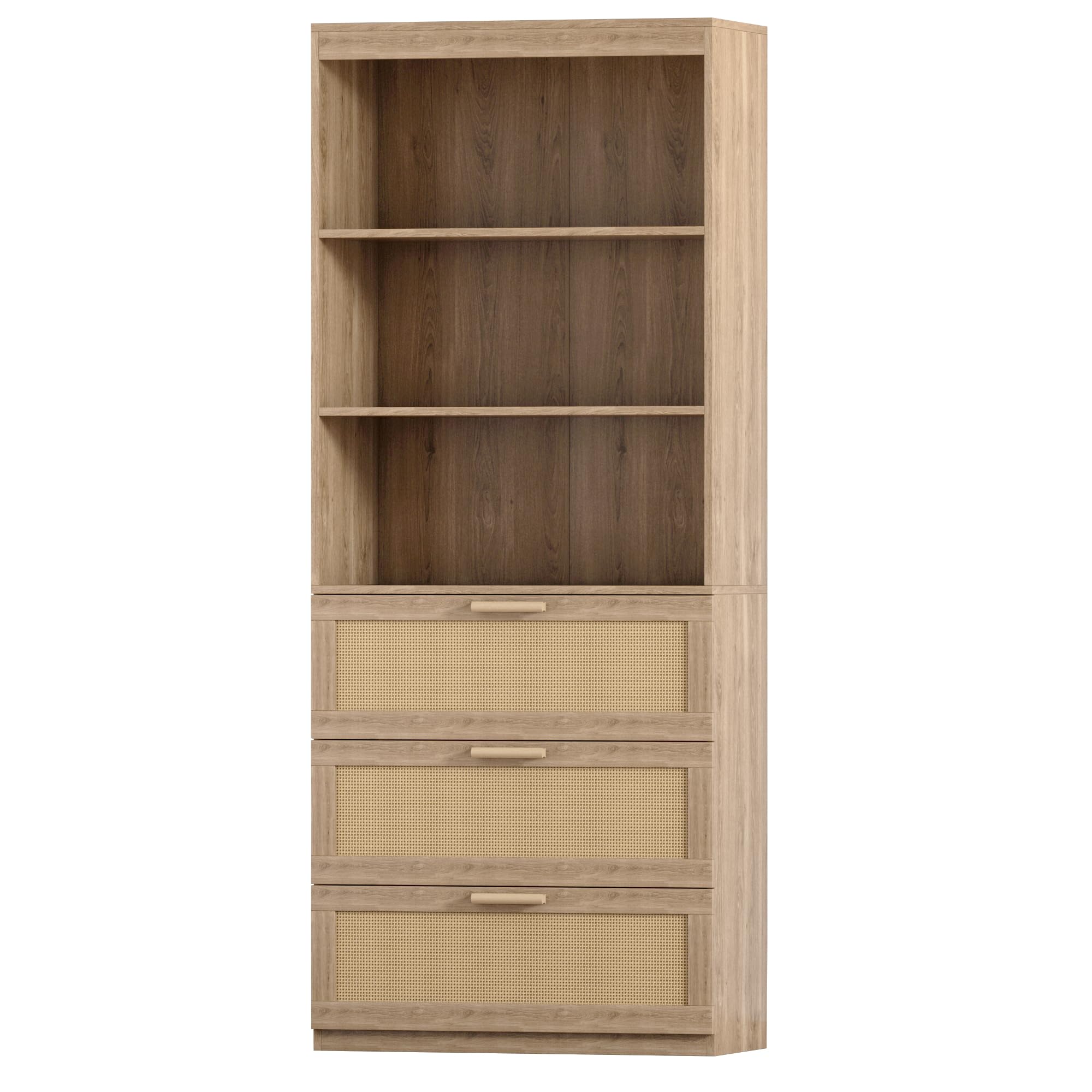 Amazon.com: Farmhouse Storage Cabinet - Rattan Bookshelf with Drawers ...