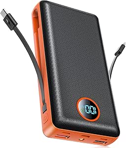 Power Bank 46800mAh Large Portable Phone Charger with Bulit-in Cables ...