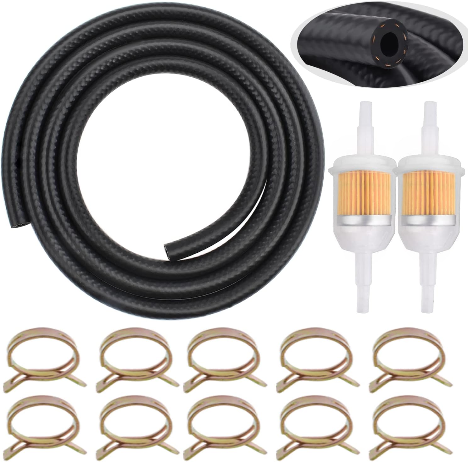 Amazon.com: AUPARTIK 5M Fuel Tank Hose Clip Inline Filter Kit Fit for ...