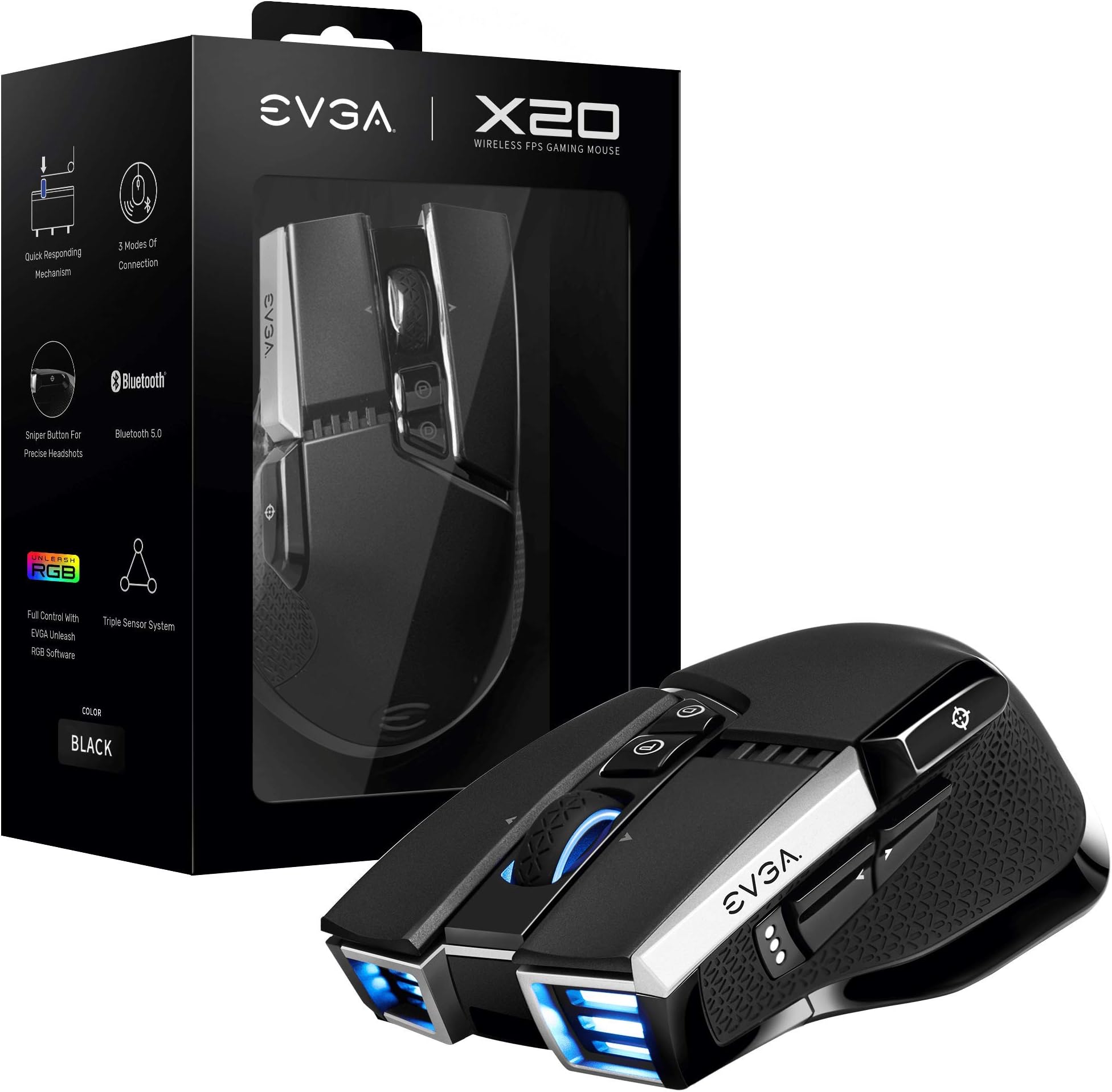 EVGA X15 MMO Gaming Mouse, 8k, Wired, Black, Customizable, 16,000 DPI ...