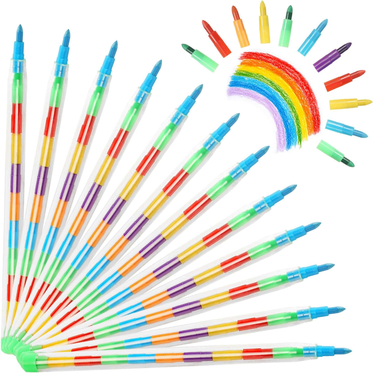 Vicloon Swop Point Crayons, 12PCS Colouring Pencils Rainbow Point ...