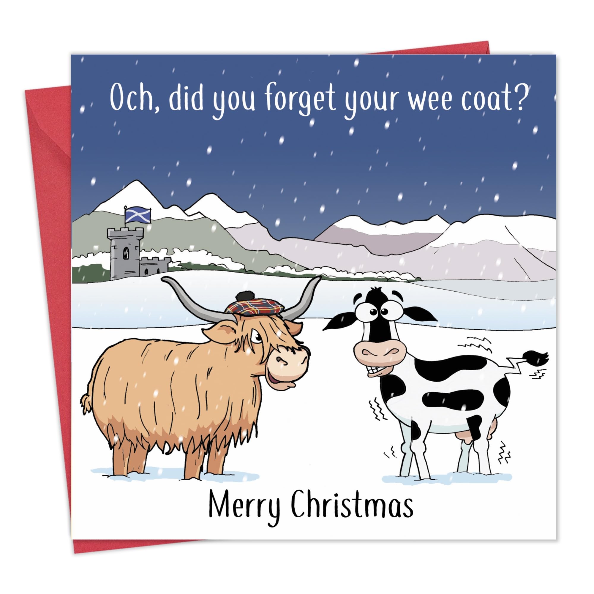 Twizler Funny Christmas Card Scottish Highland Cow - Merry Christmas ...