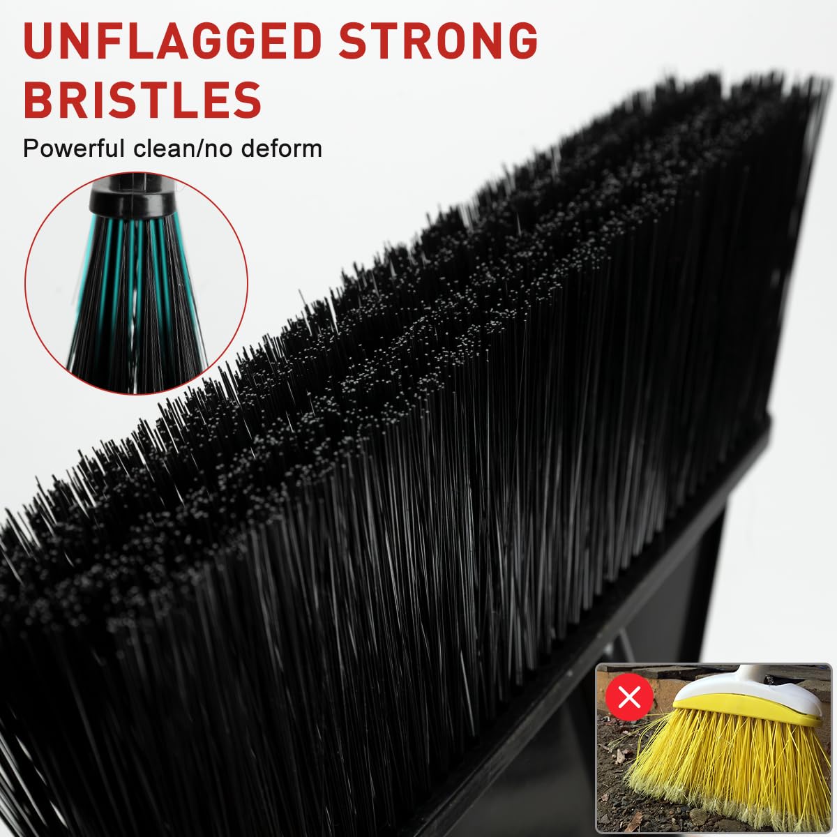Snapklik.com : Outdoor Broom Heavy Duty 62” Long Handle Brooms For Sweeping Outside Stiff ...