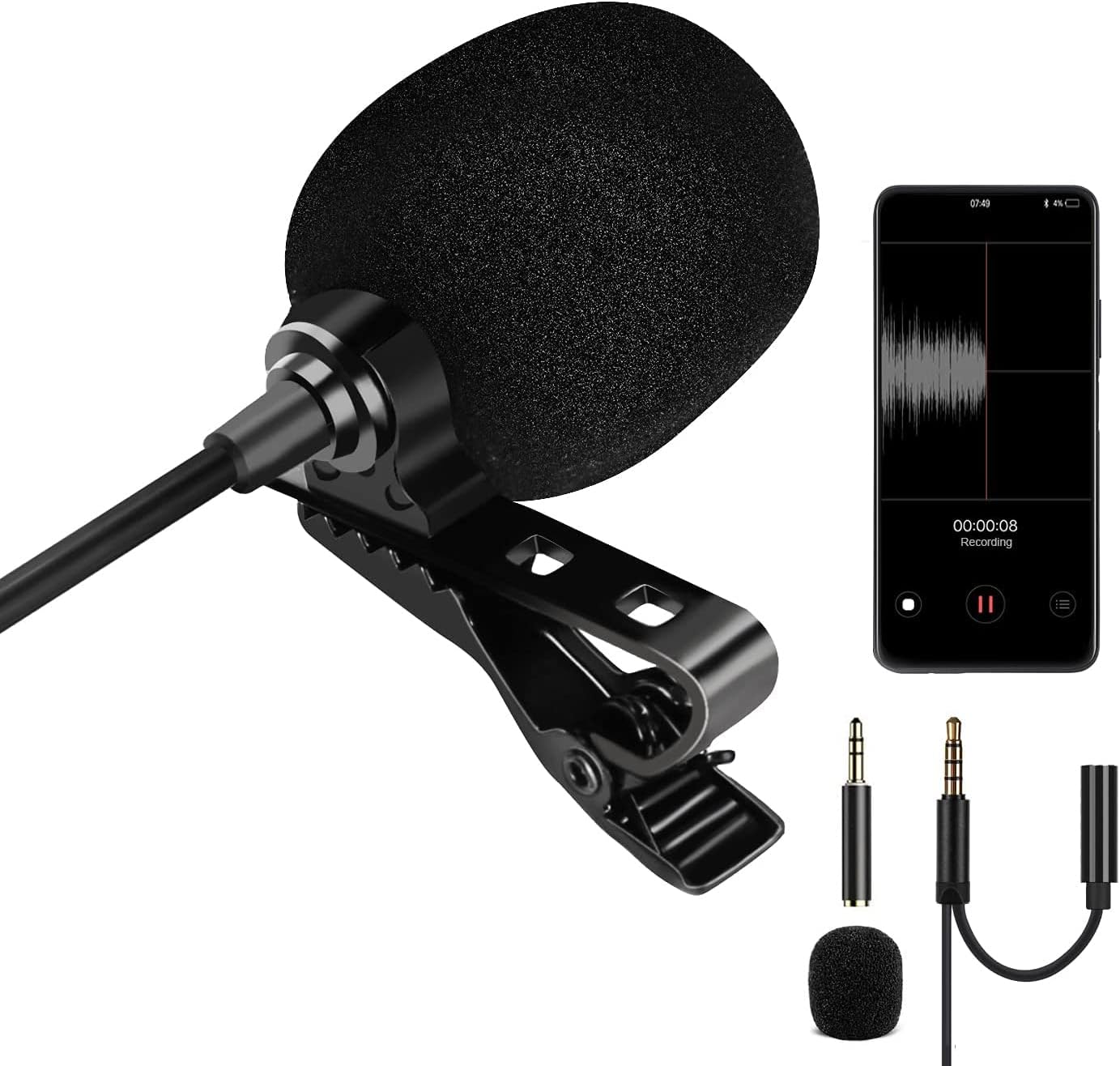Amazon.com: Portable Lapel mic 3.5mm Audio Compatible with Voice ...